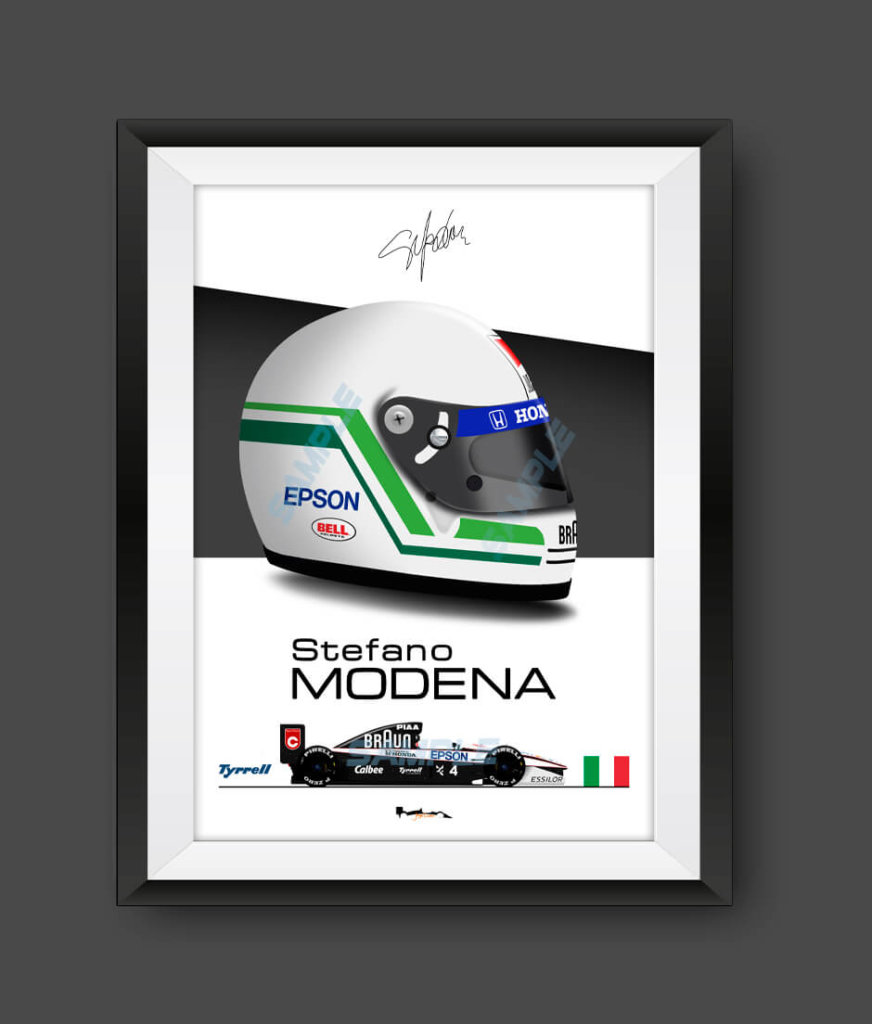Stefano Modena – 1991 Helmet Tyrrell 020 Print – Scuderia GP